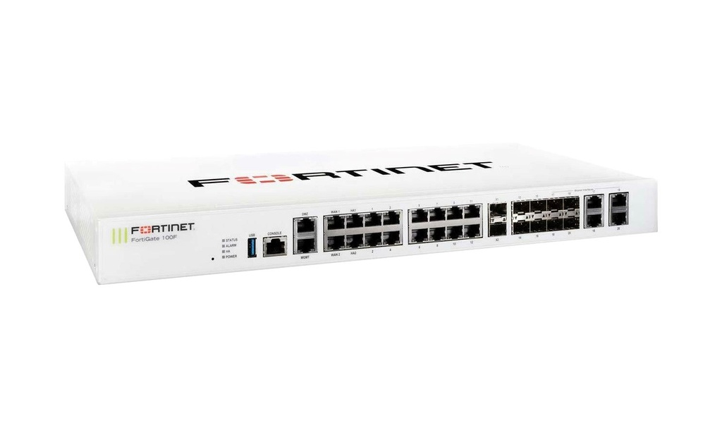 FG-100F. 22 x GE RJ45 ports (including 2 x WAN ports, 1 x DMZ port, 1 x ...